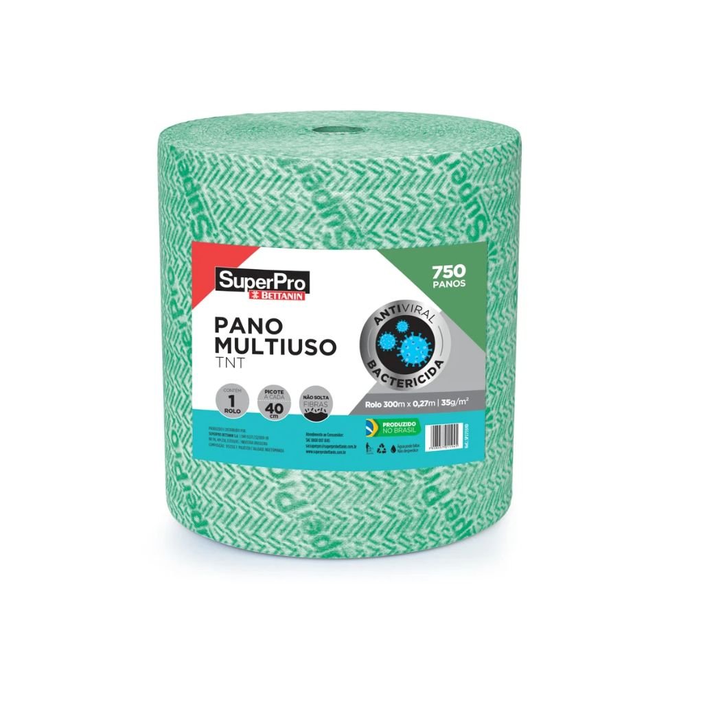 Pano Multiuso TNT 27cm x 300m (750 panos) Verde com Agentes ...